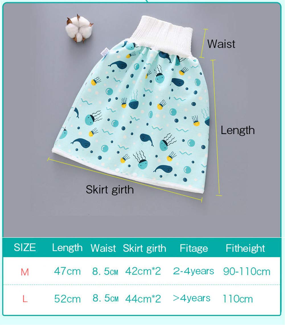Toddler Waterproof Training Pants Cloth Diaper Skirts for Baby Boy Girl Night Time Sleeping Bed Clothes for Potty Training… (Blue)