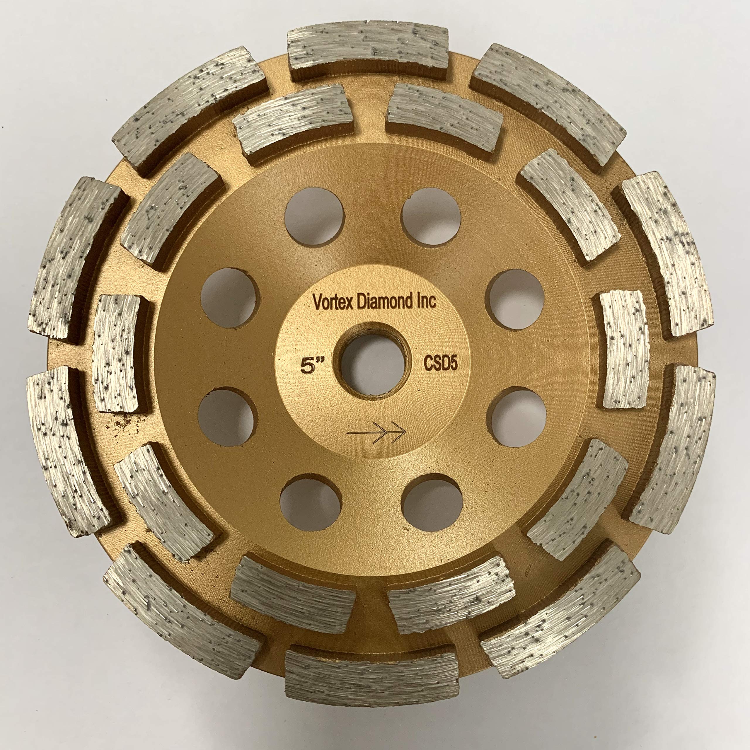 VORTEX DIAMOND CSD 5 inch Diamond Grinding Cup Wheel Double Row Premium Higher Diamond Concentration for Concrete Mortar with 5/8-Inch 11mm Thread (5")