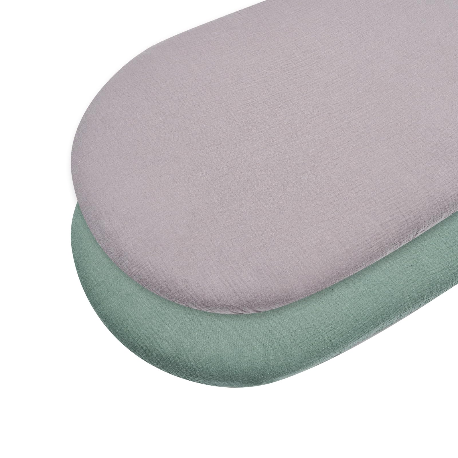 Stretchy Baby Muslin Fitted Bassinet Sheet for Oval Hourglass Rectangular Pad Universal Cotton Bassinet Mattress Sheets, Stylish Soft Mattress Cover for Baby Bassinet Mini Crib Sheets 2 Pack
