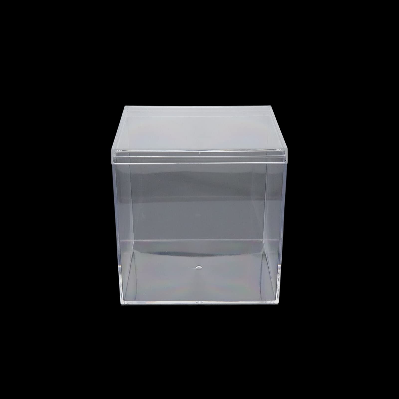 Wealrit 1 Pc Clear Acrylic Square Cub Boxes Display Case Plastic Storage Boxes with Lid Organize Containers(4.7 x 4.7 x 4.7 inch)