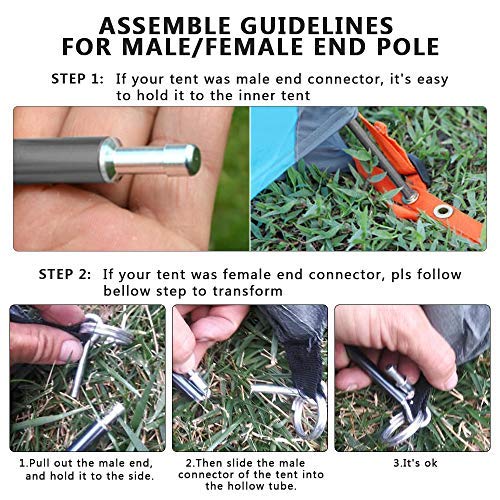 Weanas Tent Poles Replacement, Aluminum Rod Tent Pole Multifunction Lightweight Tent Pole Repair Kit, 7001 Series Aluminum Heated (9FT(276cm) 2 Poles)
