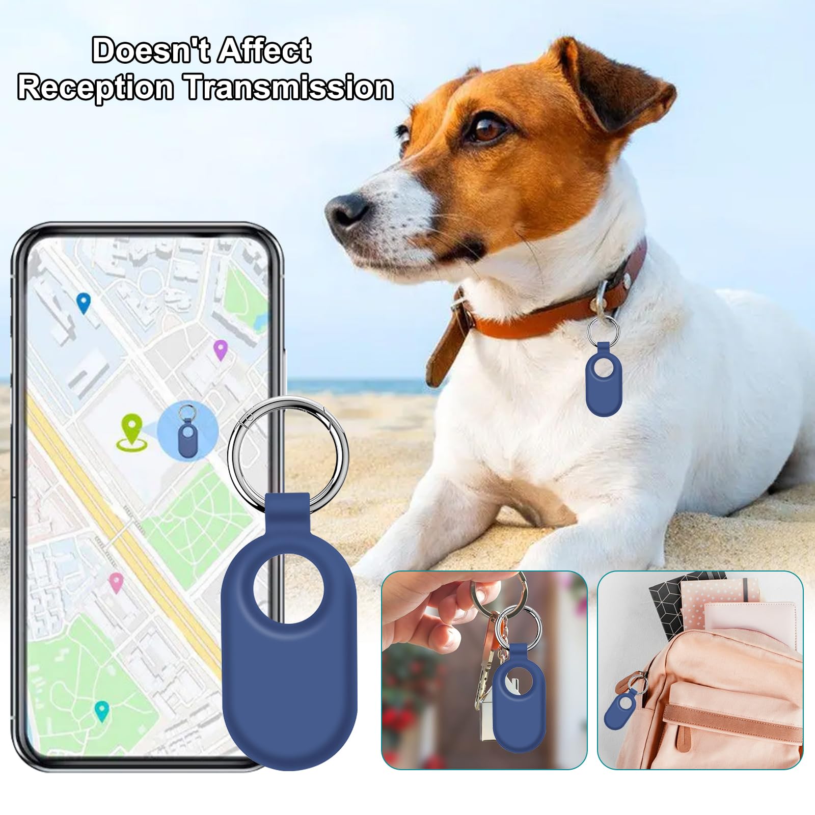 SmartTag2 Case, [4 Pack] Protective Silicone Samsung Smart Tag 2 Case Dog Collar with Key Ring, Waterproof Anti-Slip GPS Tracker Galaxy Smart Tag 2 Holder Cover for Key, Luggage, Pet