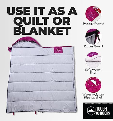 Tough Outdoors Kid Sleeping Bag - Youth Sleeping Bag - Kids Sleeping Bag for Camping - Warm Fall, Spring, Summer Sleeping Bags for Girls Boys - Packable & Compact Sleeping Bag for Teens & Children
