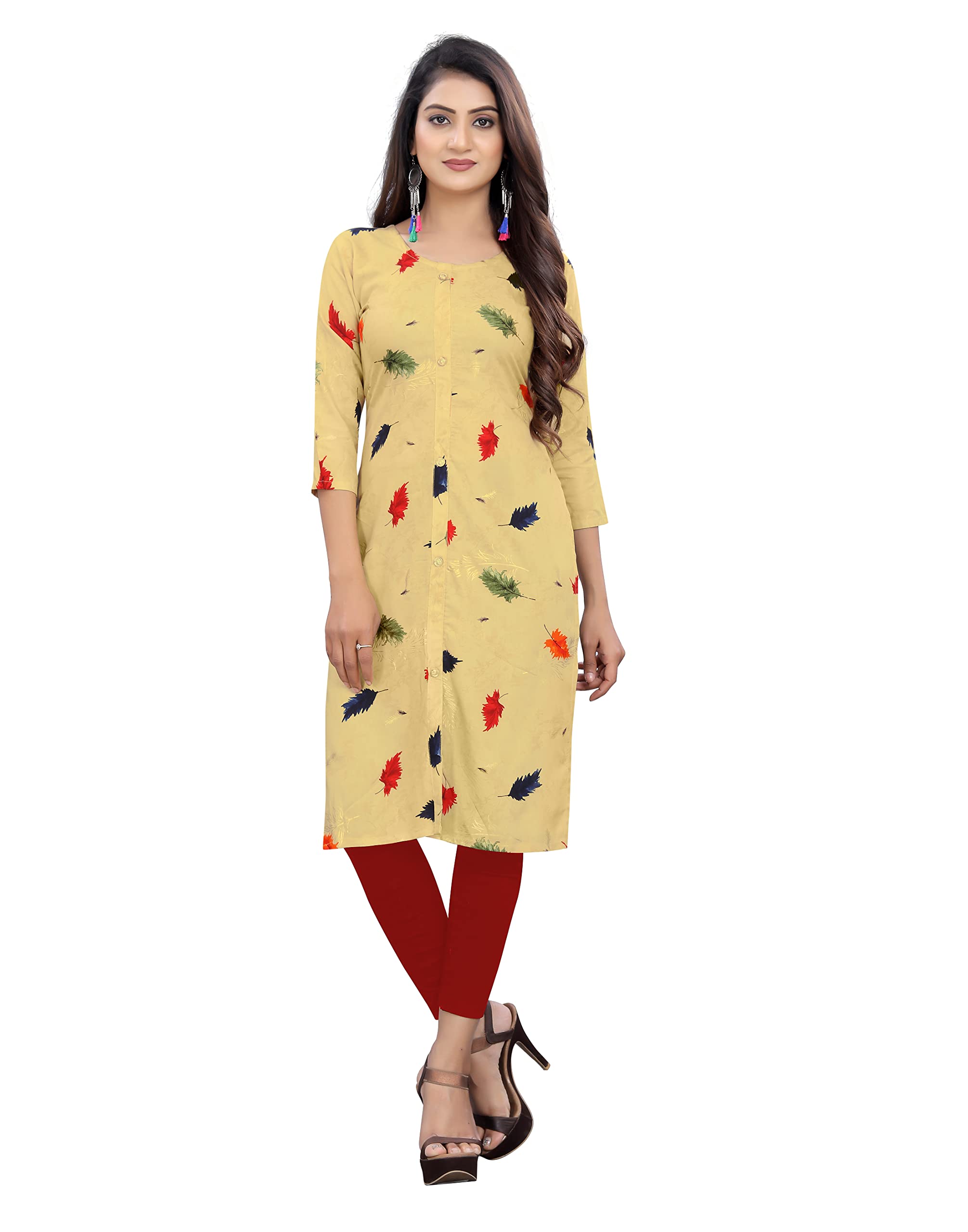 Stylish Rayon Fabric Women's Kurti | Round Neck, Half Sleeve | Fashionable and Comfortable