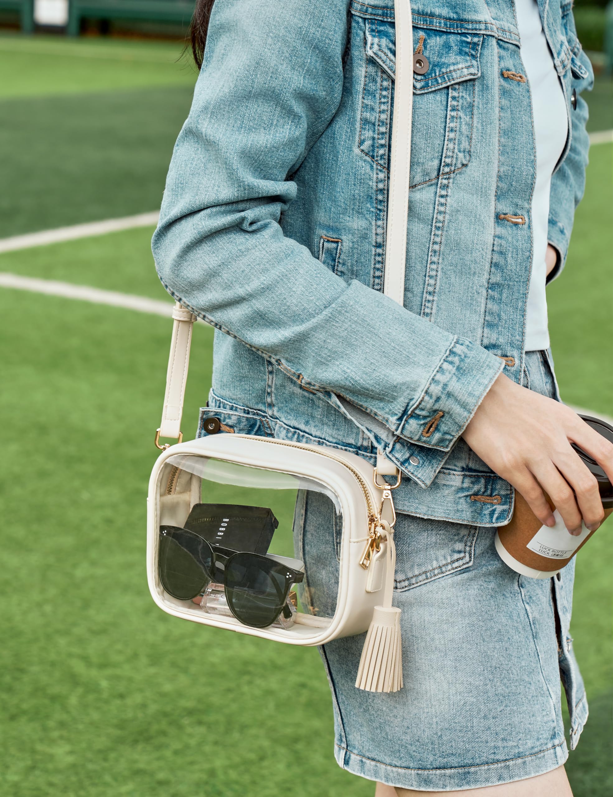 Yarnic Clear Bag Stadium Approved, PVC Clear Crossbody Purse Small Clear Crossbody Bag with Adjustable Shoulder Strap for Women