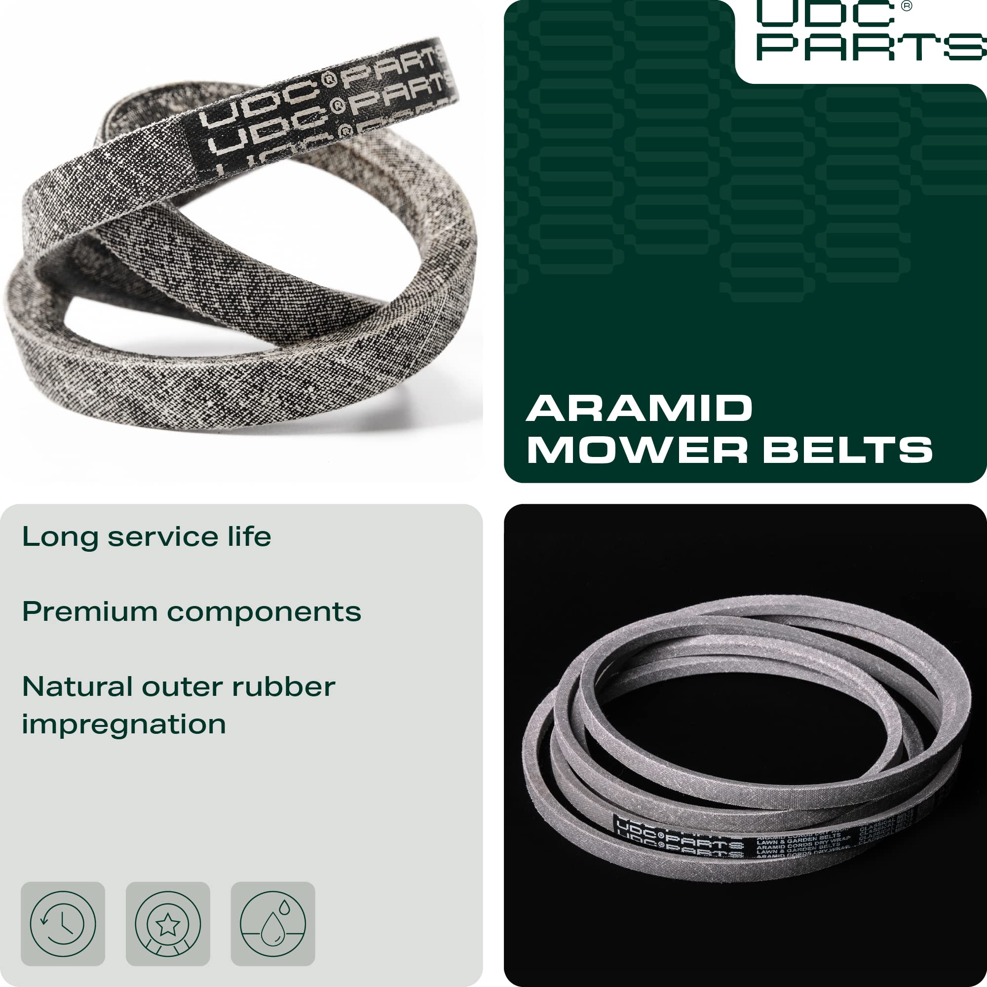 UDC Parts Mower Deck Belt 144959 / Kevlar Cord / 95.400 inches/for Husqvarna Craftsman Poulan 532144959