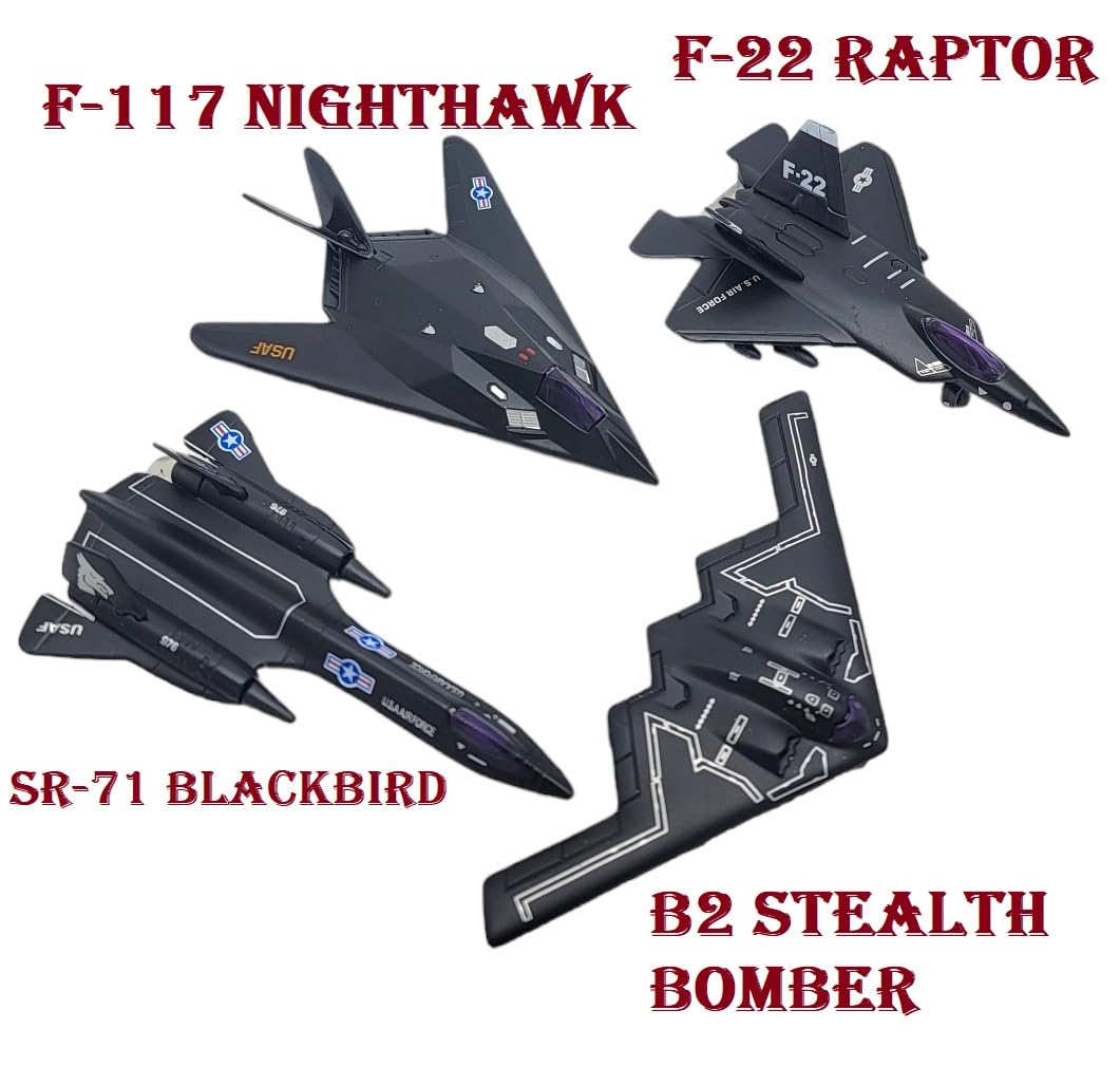 Zugar Land Die-Cast Pullback Stealth Bomber Models (4.25"-5.25") SR-71 Blackbird, F-22 Raptor, F-117 Nighthawk, B2 Bomber (F-22 Raptor)