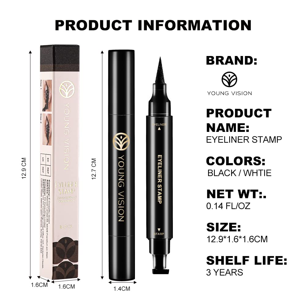 YOUNG VISION Winged Eyeliner Stamp - The Ultimate Tool for Flawless Cat-Eye Makeup, Go on Smooth, Waterproof and Long Lasting Eye Liner Pen