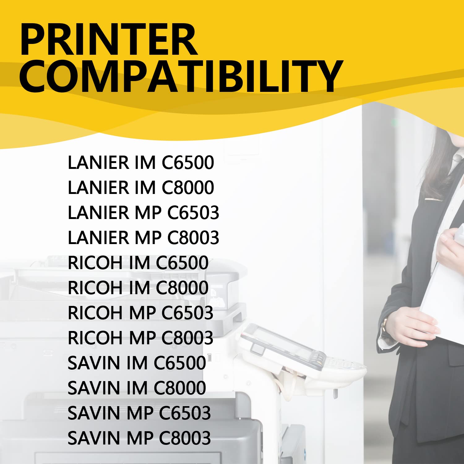 ZHANBO 4-Pack Set MP C8003 Toner Cartridge Compatible with RICOH C8003 Toner Use for RICOH MP C6503 8003 IM C6500 C8000