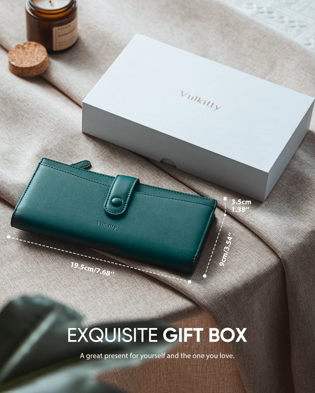 Vulkitty π©ππΉπΈπΆπππ Ultra Slim Thin Leather Wallets Womens Bifold Credit Card Women's Wallets Card Cases Money Organizers for Women Ladies Female Cash Purse Wallet, Green