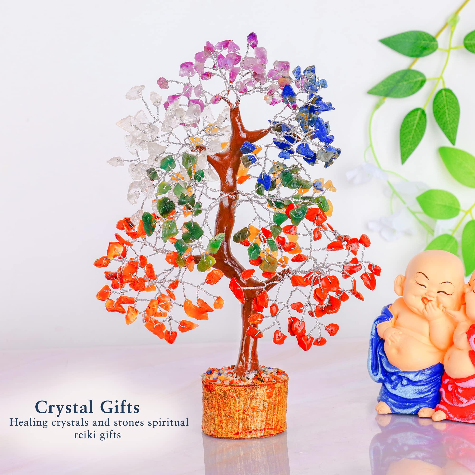 YATHABI Seven Chakra Tree - Crystal Tree for Positive Energy - Crystals and Healing Stones - Chakra Tree - Gem Tree - Crystal Bonsai Tree - Crystal Decor - Crystal Tree