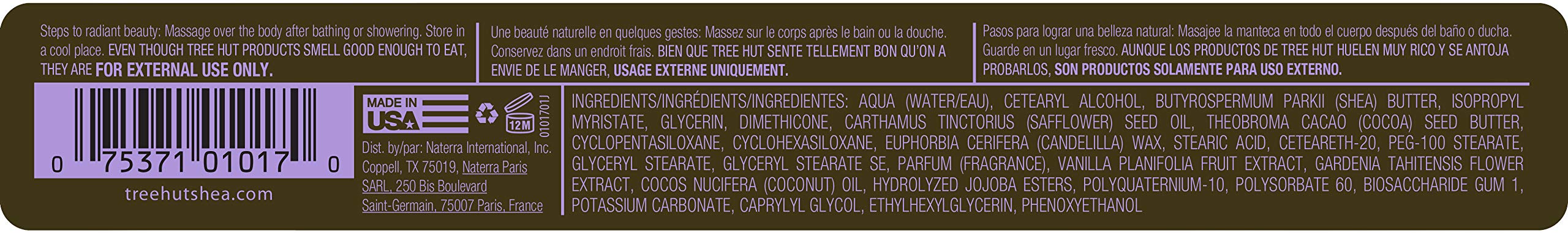 Tree Hut 24 Hour Intense Hydrating Shea Body Butter, Tahitian Vanilla Bean, 7 Ounce