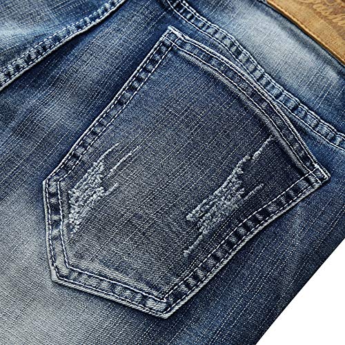 YTD Mens Distressed Ripped Biker Slim Jeans Stretched Moto Denim Pants (36, R-Grey)