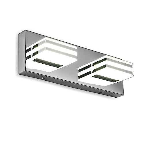 yumcrelect LED Vanity Light, 12W Light Mirror Front Vanity Lamp Modern Acrylic Stainless Steel Bath Wall Vanity Lighting Over Mirror Chrome 2-light Bathroom Bedroom Lighting Fixtures