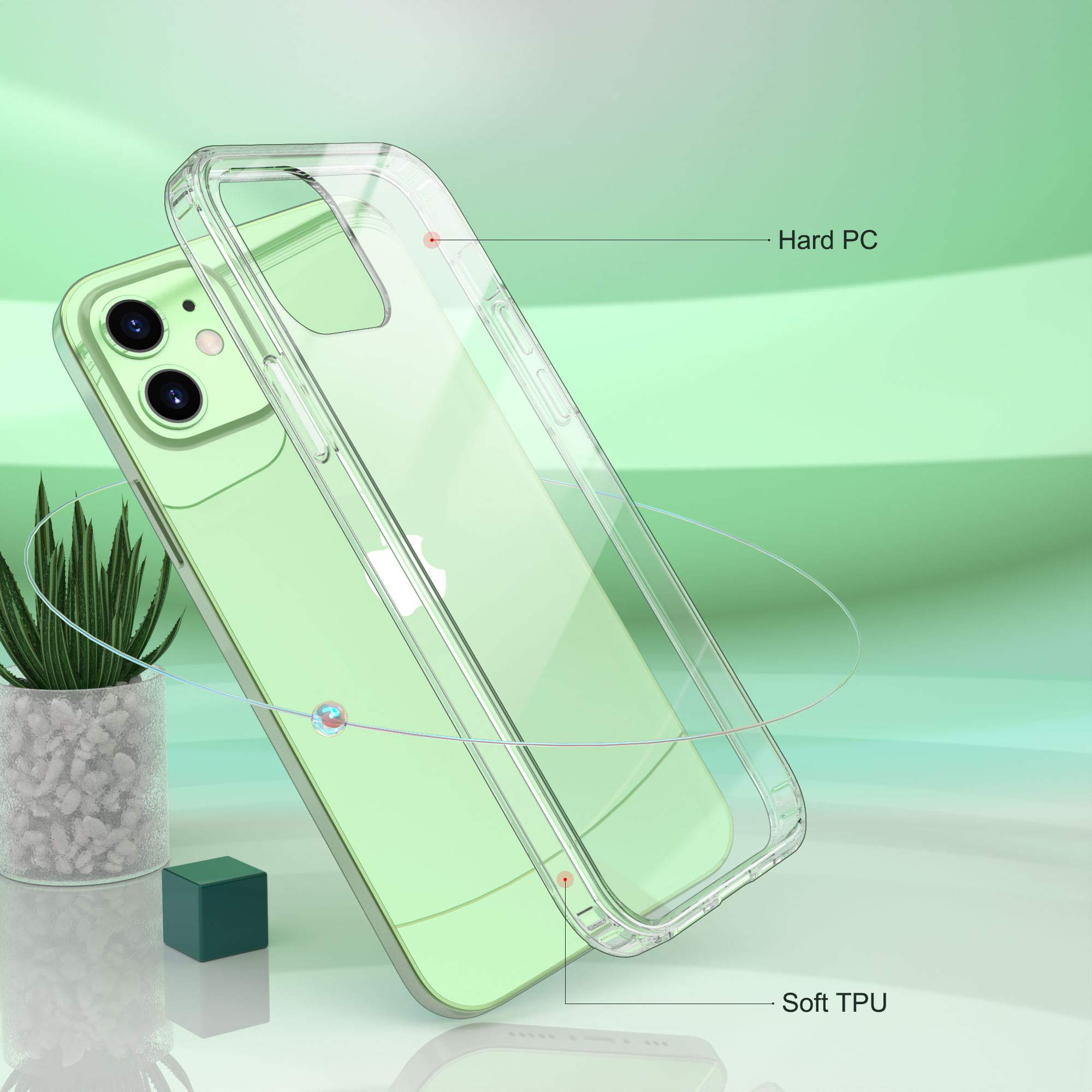 ULAK Clear Case for iPhone 12/iPhone 12 Pro, Hybrid Protective Slim Transparent Anti-Scratch Shock Absorption TPU Bumper Cover Designed Phone Case, Crystal Clear