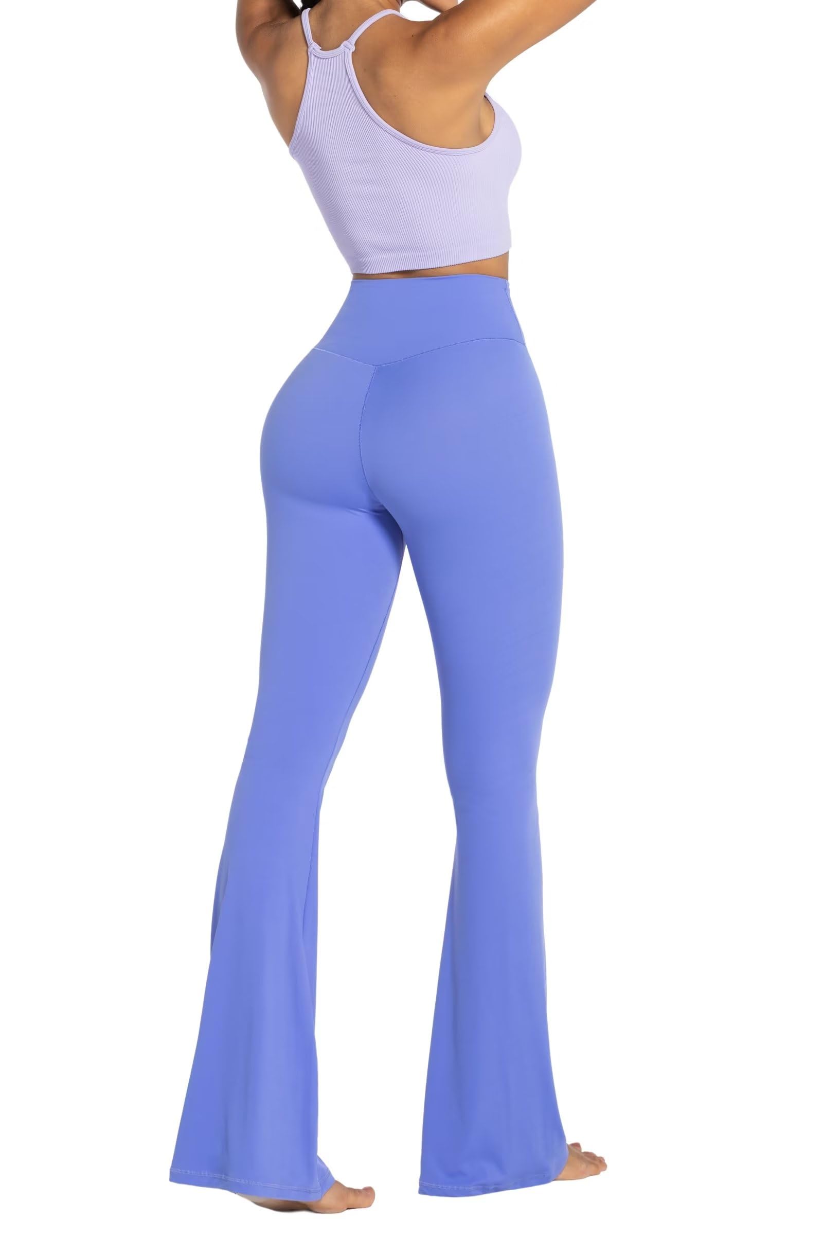 Sunzel Flare Leggings, Crossover Yoga Pants with Tummy Control, High Waisted and Wide Leg, No Front Seam Periwinkle Medium
