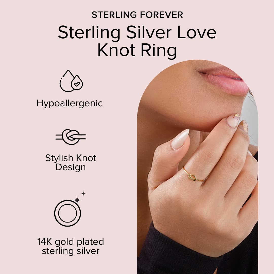 Sterling Forever - Love Knot Ring – Simple and Authentic Relationship Ring for Girlfriend, Wife or Soulmate – Trendy and Unique Ring for Women or Teens