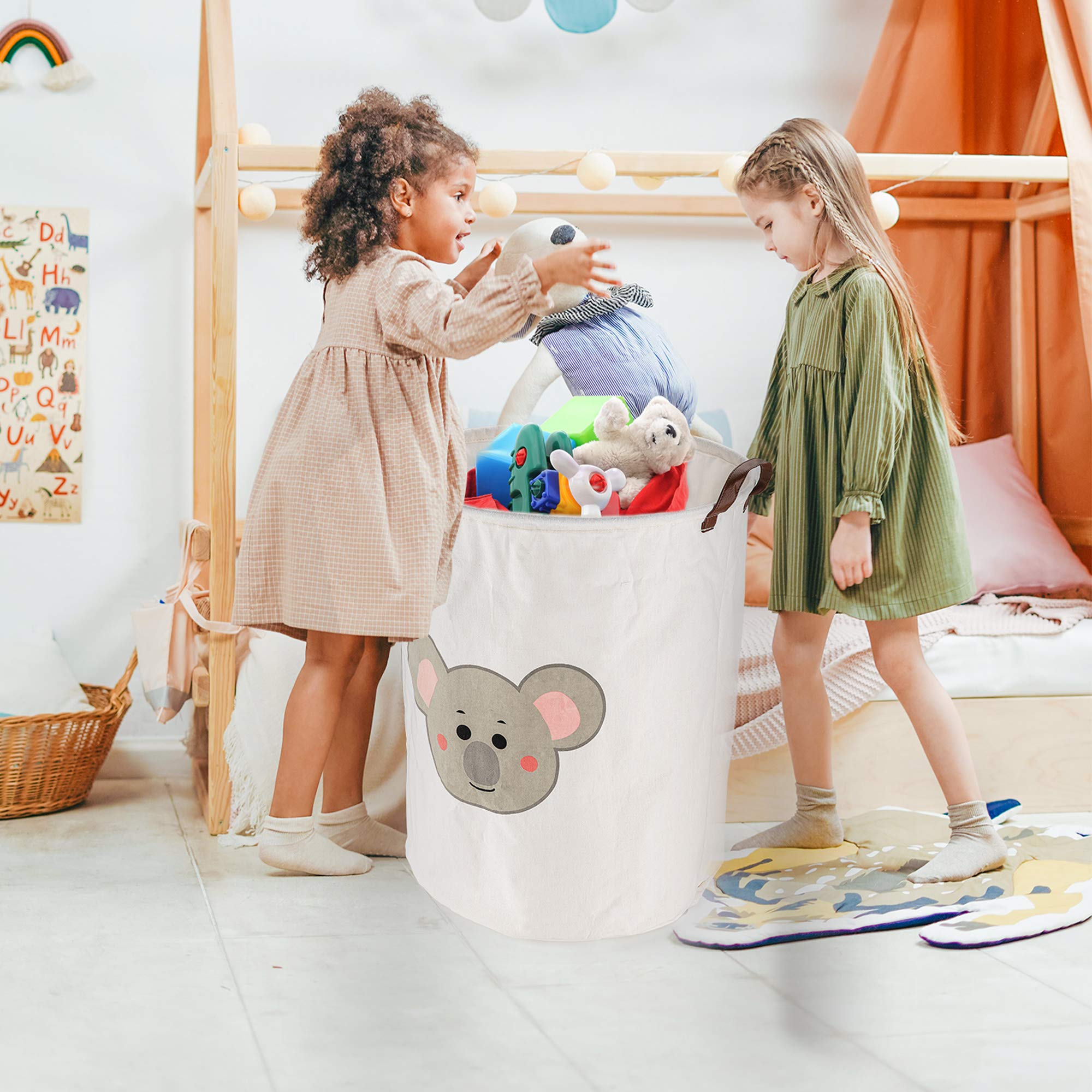 ULG 76L Freestanding Laundry Basket, 21.65" Large Storage Bin, Collapsible kids Laundry Hamper, Waterproof Nursery Hamper, Baby Hamper Storage Basket for Clothes Toys Bedroom Bathroom (Koala)