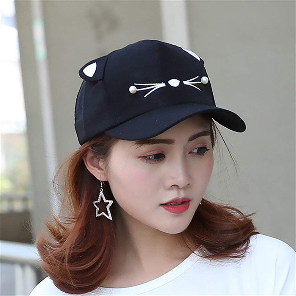 Women Adjustable Cat Ears Cap Baseball Sun Hats Hip Hop Hat Black