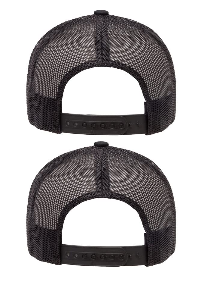 Yupoong Mens Yp Classics Retro Trucker Cap Hat, Black, One Size, 2 Pack