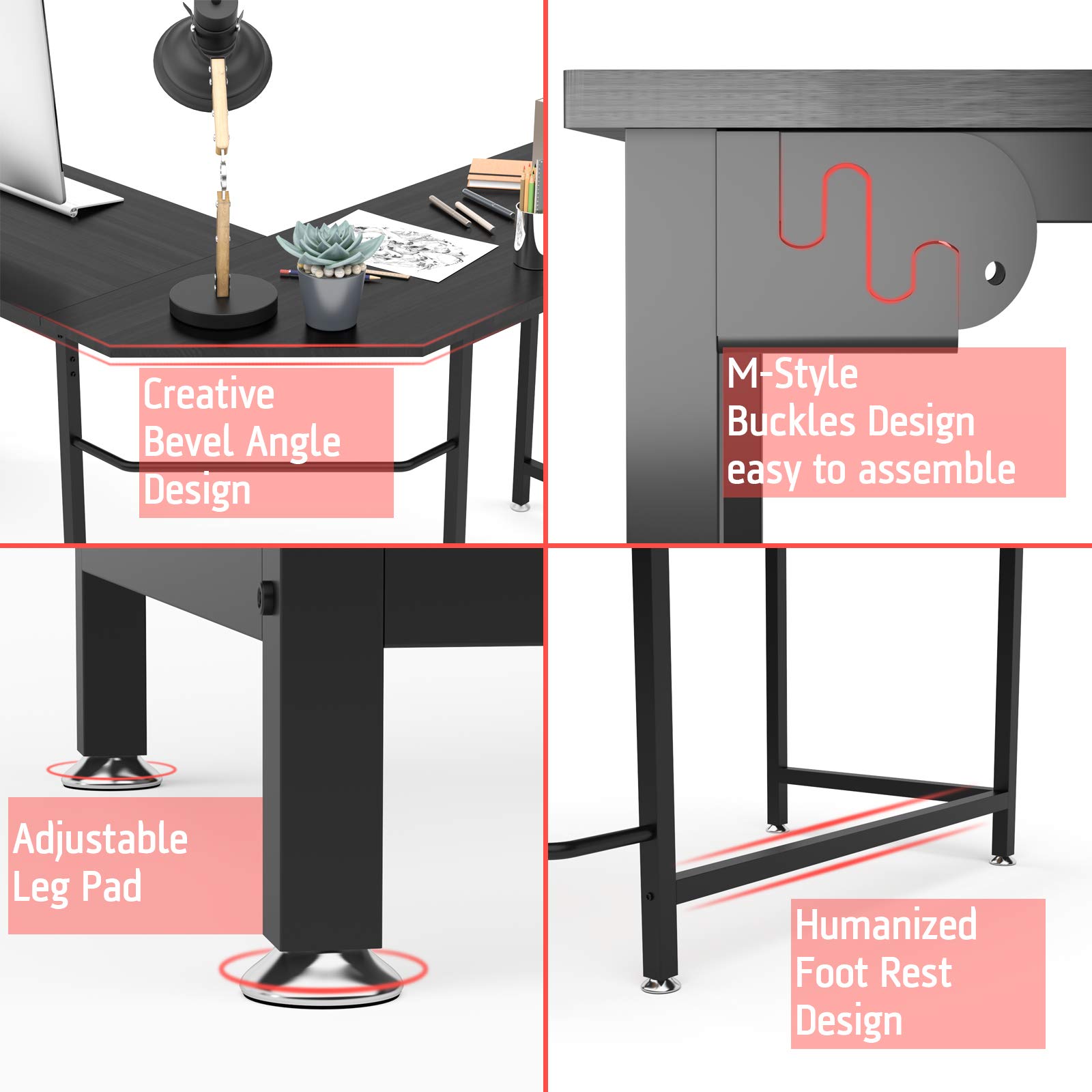 Weehom Small L Shaped Desk Corner Computer Gaming Desk for Home Office Study Workstation, Grey Oak