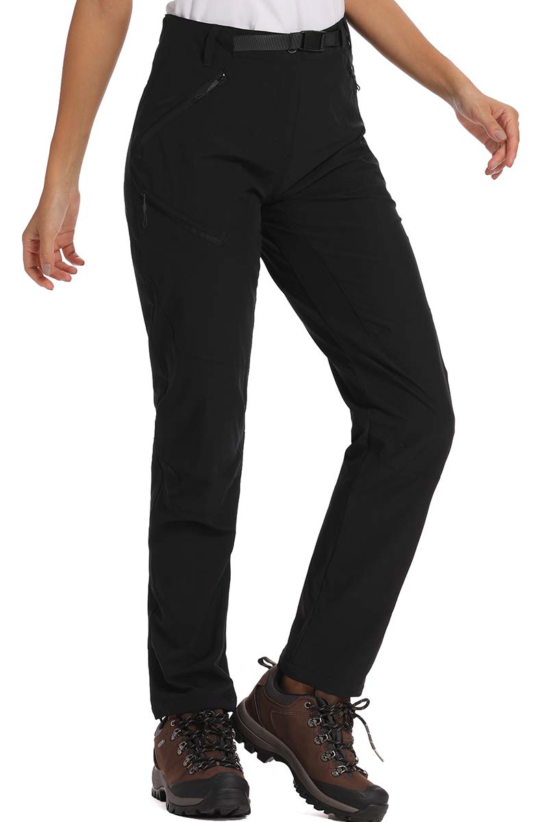 Women's Cargo Hiking Pants Stretch Pants, Water Resistant, UPF 50+,2182,Black, 32
