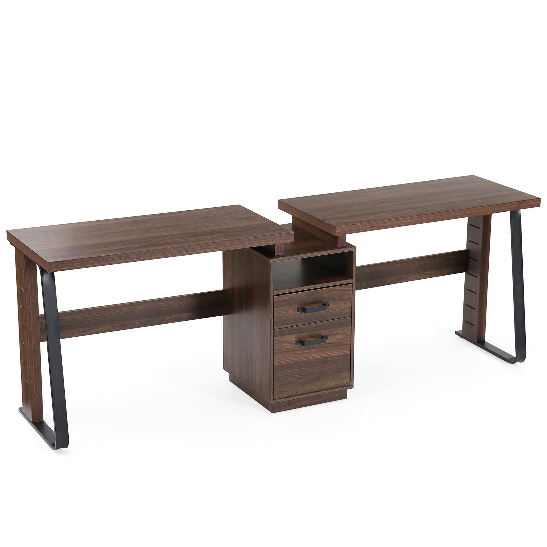Tribesigns 94.5 inch Two Person Computer Desk, Double Computer Desk with Storage Shelves, Extra Long Workstation Large Office Desk with Two Drawers, Study Desk Writing Table for Home Office
