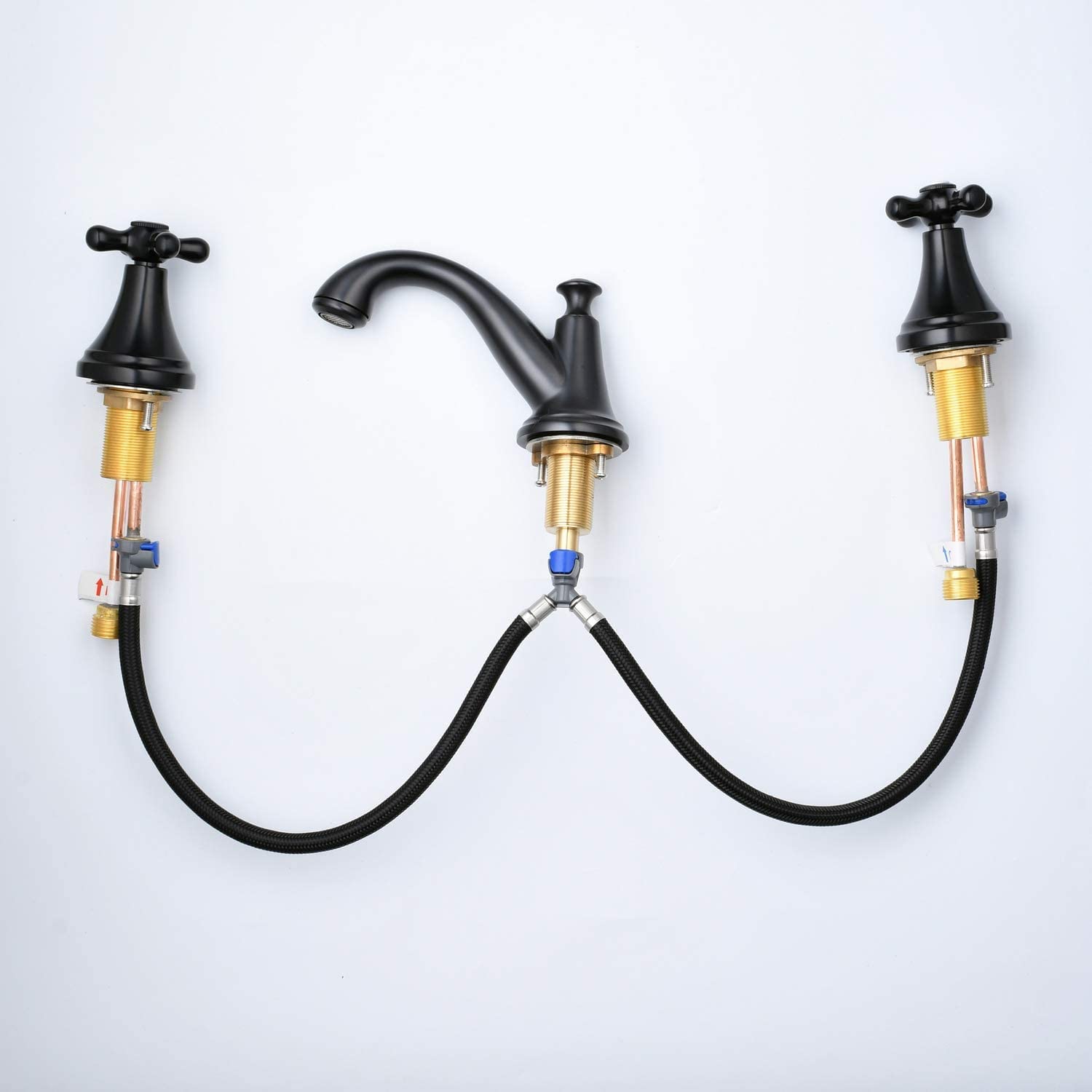 Weirun Replacement Part Quick Connect Hose for Bathtub Tub Filler Bathroom 3 Hole Sink Vanity Widespread Faucet Double Handle Mixer Tap,Black
