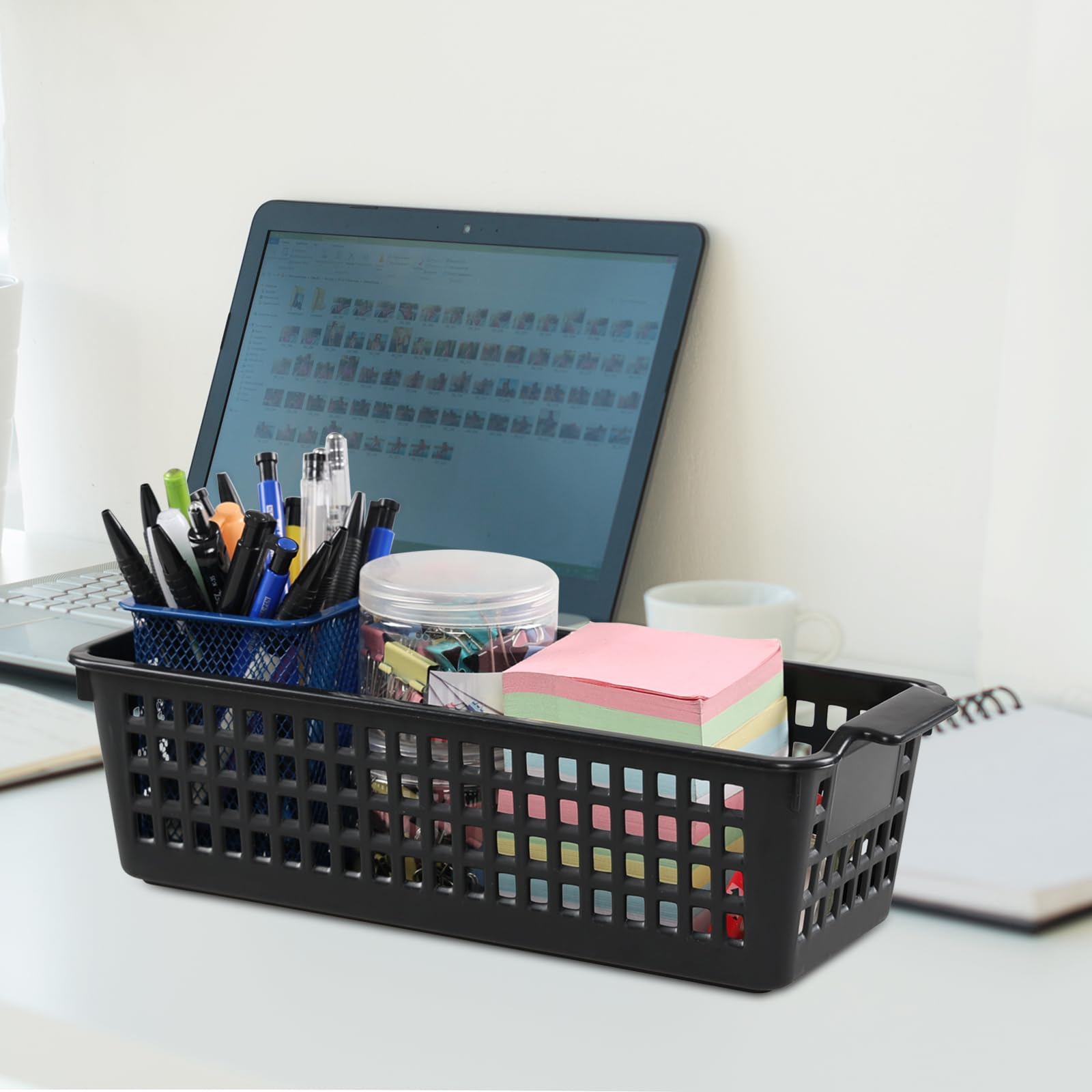 Wekioger 6-Pack Small Desktop Storage Basket, Black