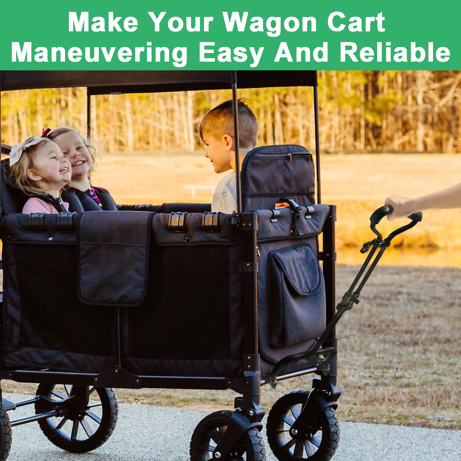 Wagon Handle for Wonderfold Wagon W Series Wagon Accessories-Universal Push Handle for Wagon - More Effort to Pull a Wagon - Drawn Carriage-Telescopic Rod for Station Wagon - to Rough Terrain