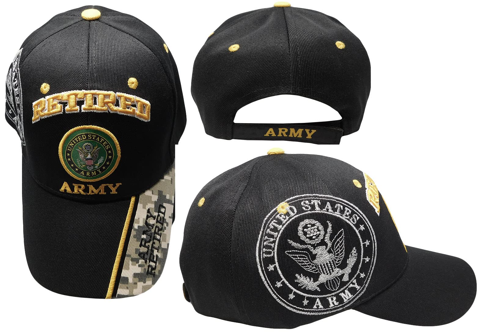 United States Army Retired Shadow Adjustable Cap - Black