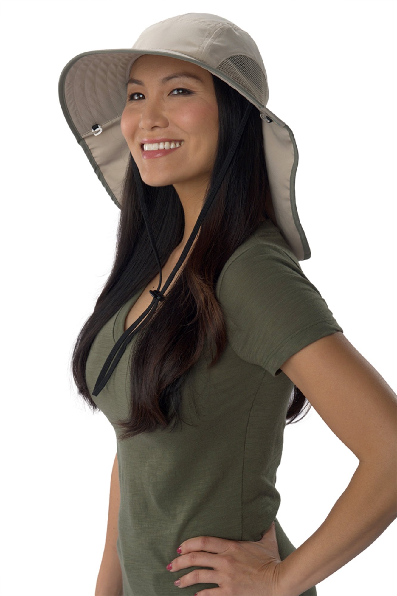 Sun Protection Zone Unisex Floppy Sun Hat (Khaki with Olive Trim)