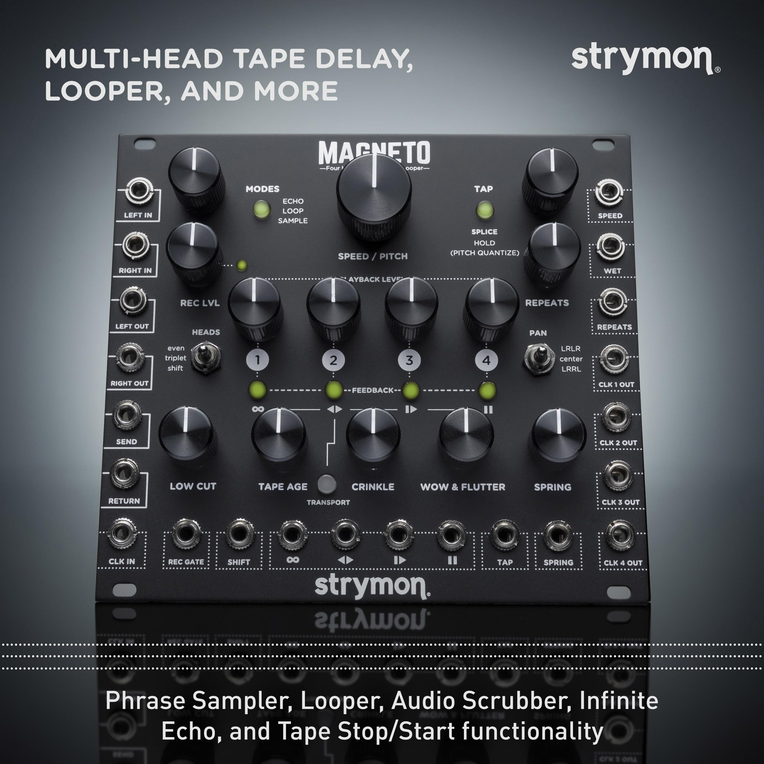 Strymon Magneto Four Head Tape Delay And Looper Eurorack Module with Spring Reverb for Eurorack Synth Setups
