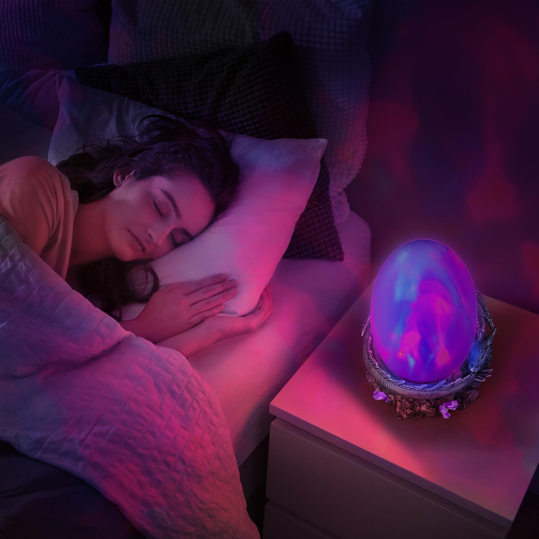 YOYEE Dragon Egg Lamp, Nebula Night Light, Nice Christmas Gifts, Music Speaker and White Noise Machine. Mood Ambiance Lighting for Gaming Desk Decor. Aesthetic Dragon Decor