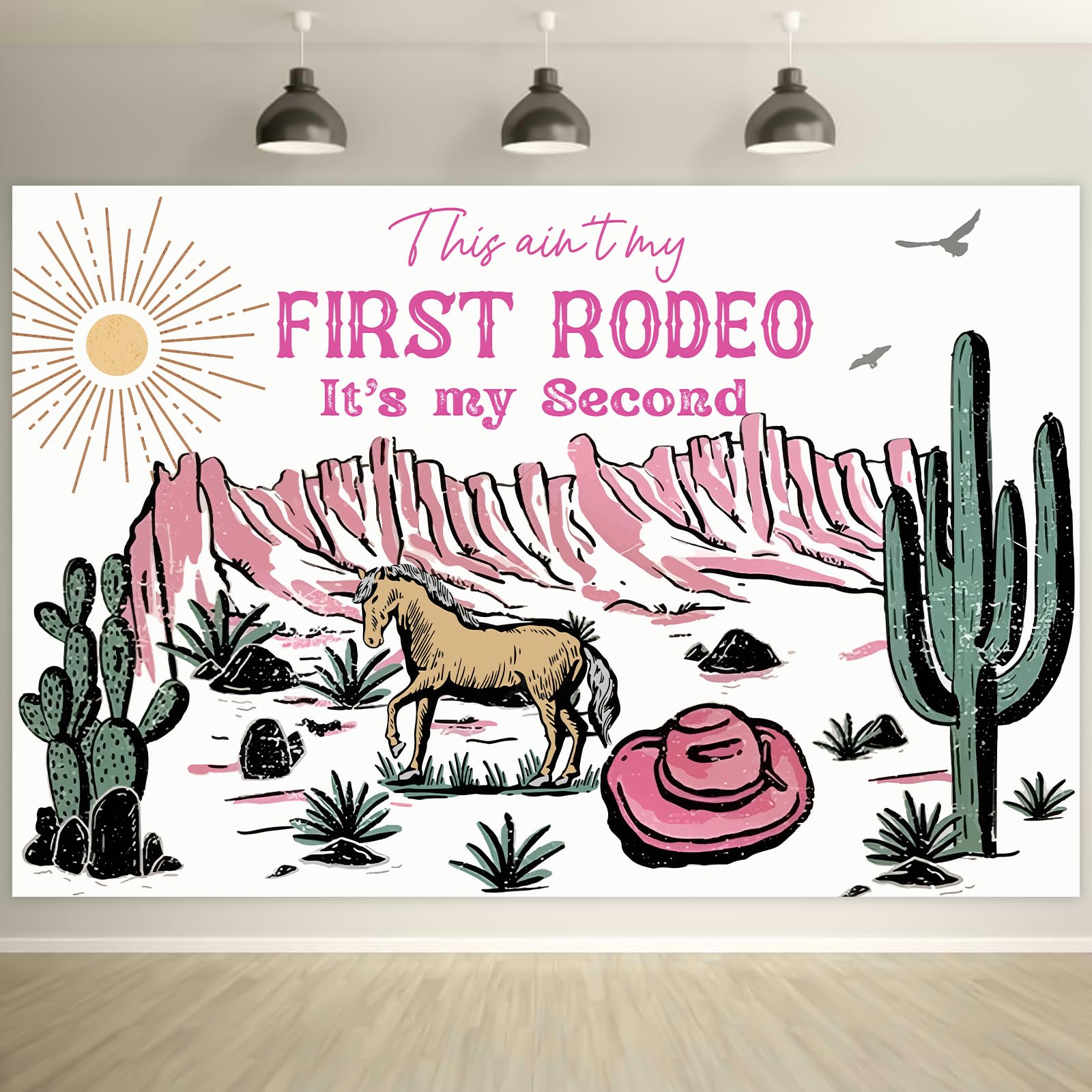 Wonmelody Western Cowgirl 2nd Birthday Decorations Backdrop This Aint My First Rodeo Birthday Party Decorations My 2nd Rodeo Birthday Decorations Wild West Second Birthday Background Banner for Girl