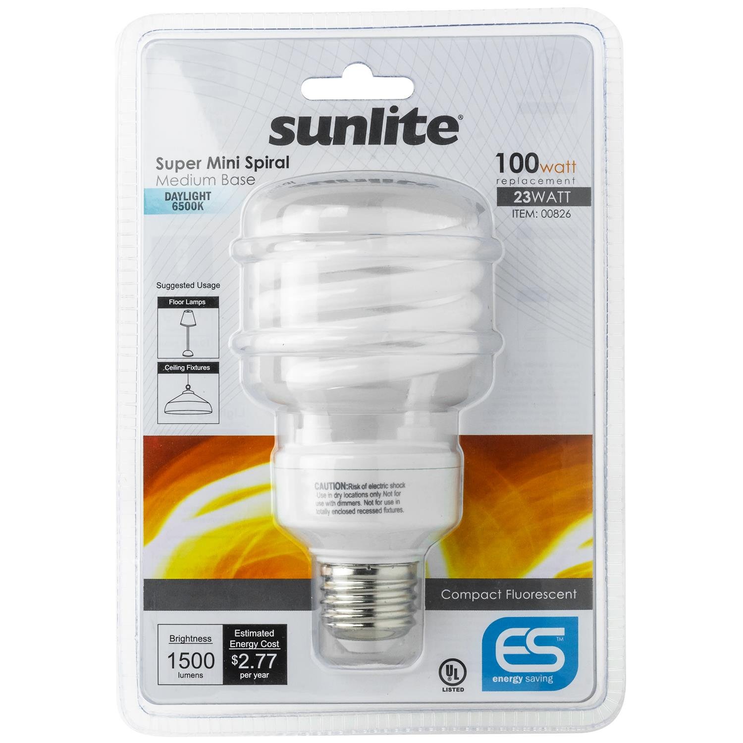 Sunlite 23 Watt Super Mini Spiral, Medium Base, Daylight