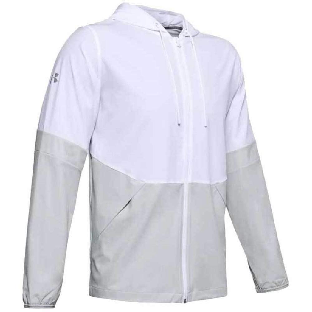 Under Armour Men's Squad 2.0 Water-Repellent Woven Jacket (X-Large, 100white/Halo)