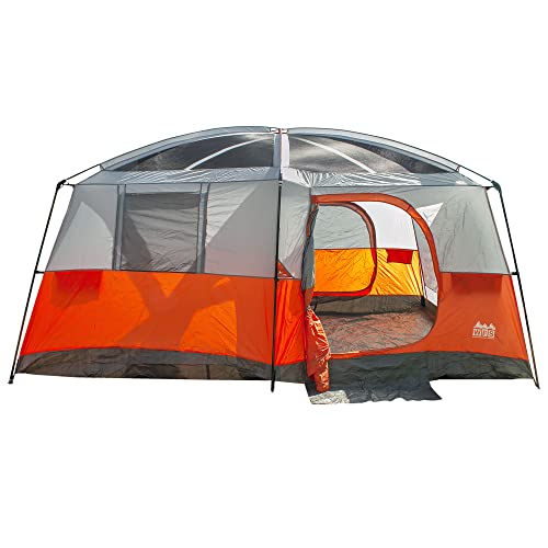 WFS 8-Person 2-Room Cabin Camping Tent with Rain Fly, Orange