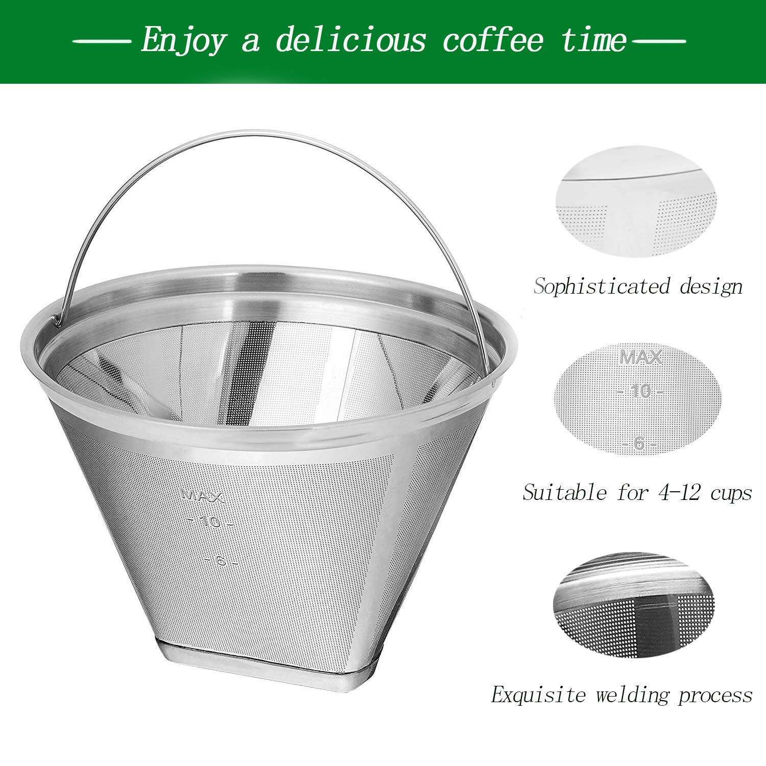 YEOSEN Coffee Filter 4 Cone Coffee Filter Reusable fit for Cuisenart Ninja Hamilton Beach Brewer (Not Applicable to Ninja CE251,Ninja CF200)