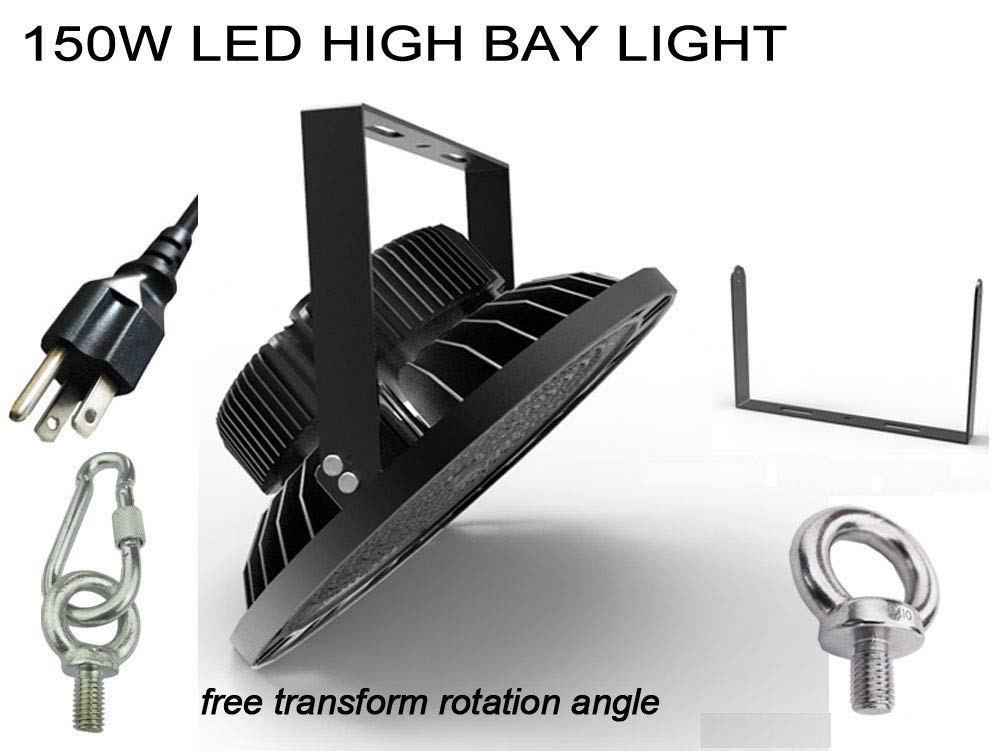 timmrain UFO LED High Bay Light,150W Natural White,Waterproof,with Mount Bracket Hanging Ring for Warehouse/Workshop/Gymnasium/Commercial/Shopping Mall Light