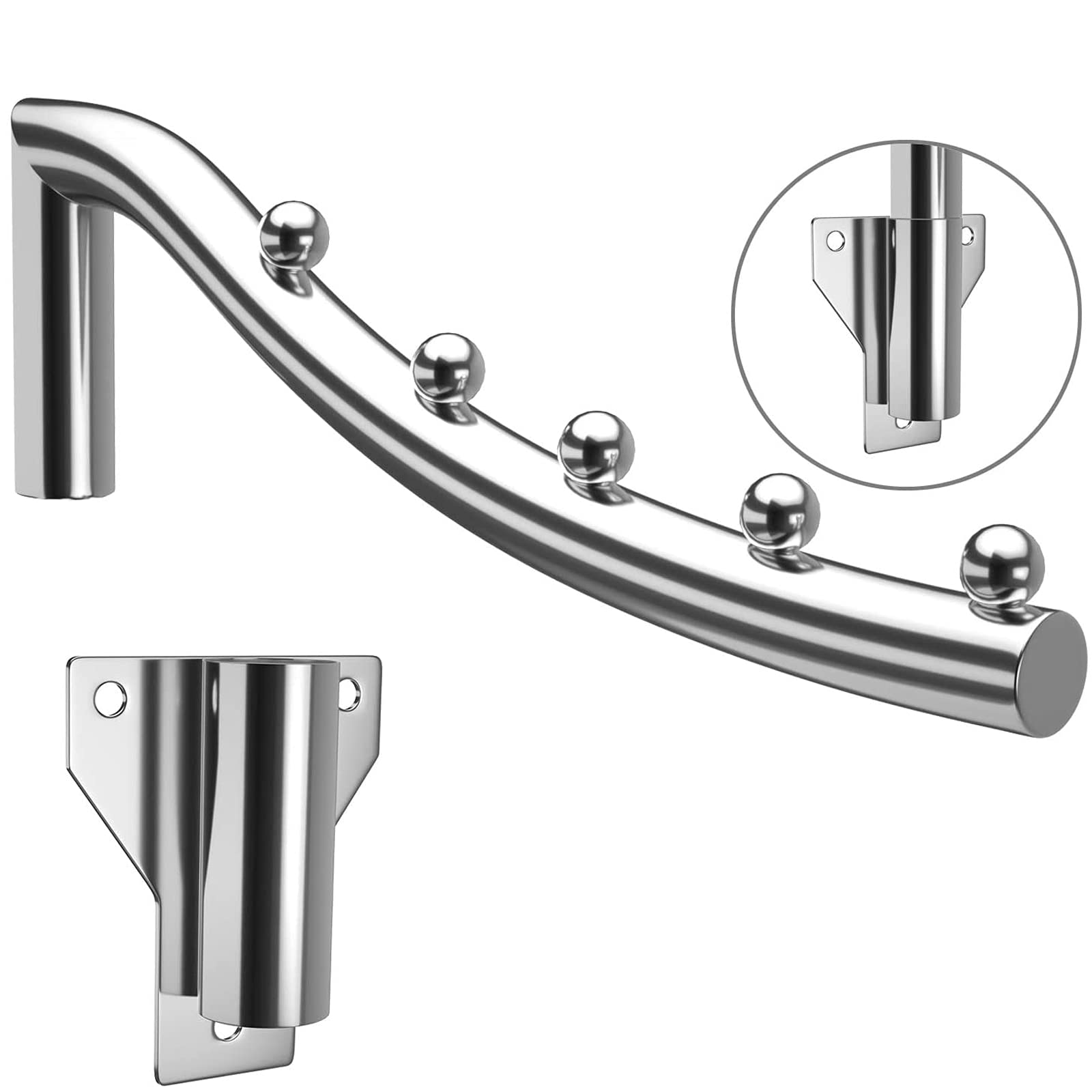 Wall Hangers for Clothes Stainless Steel, Clothing Rack Folding, 2 Pack Wall Mount Laundry Hangers Metal Closet Rod Storage with Swing Arm Wardrobe Organizer Coat Hook for Bathroom, Bedroom, Kitchen