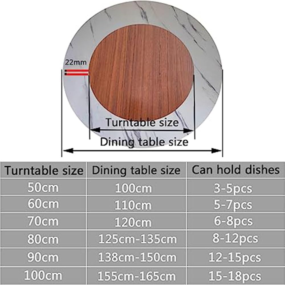 VERDDE 20in Dining Table Serving Tray 30in Lazy Susan Turntable 40in Dining Table Turntable 50in Rustic Turntable For Share All Food Table Dish Revolving (Color : Rustic, Size : 70 cm (27 in))