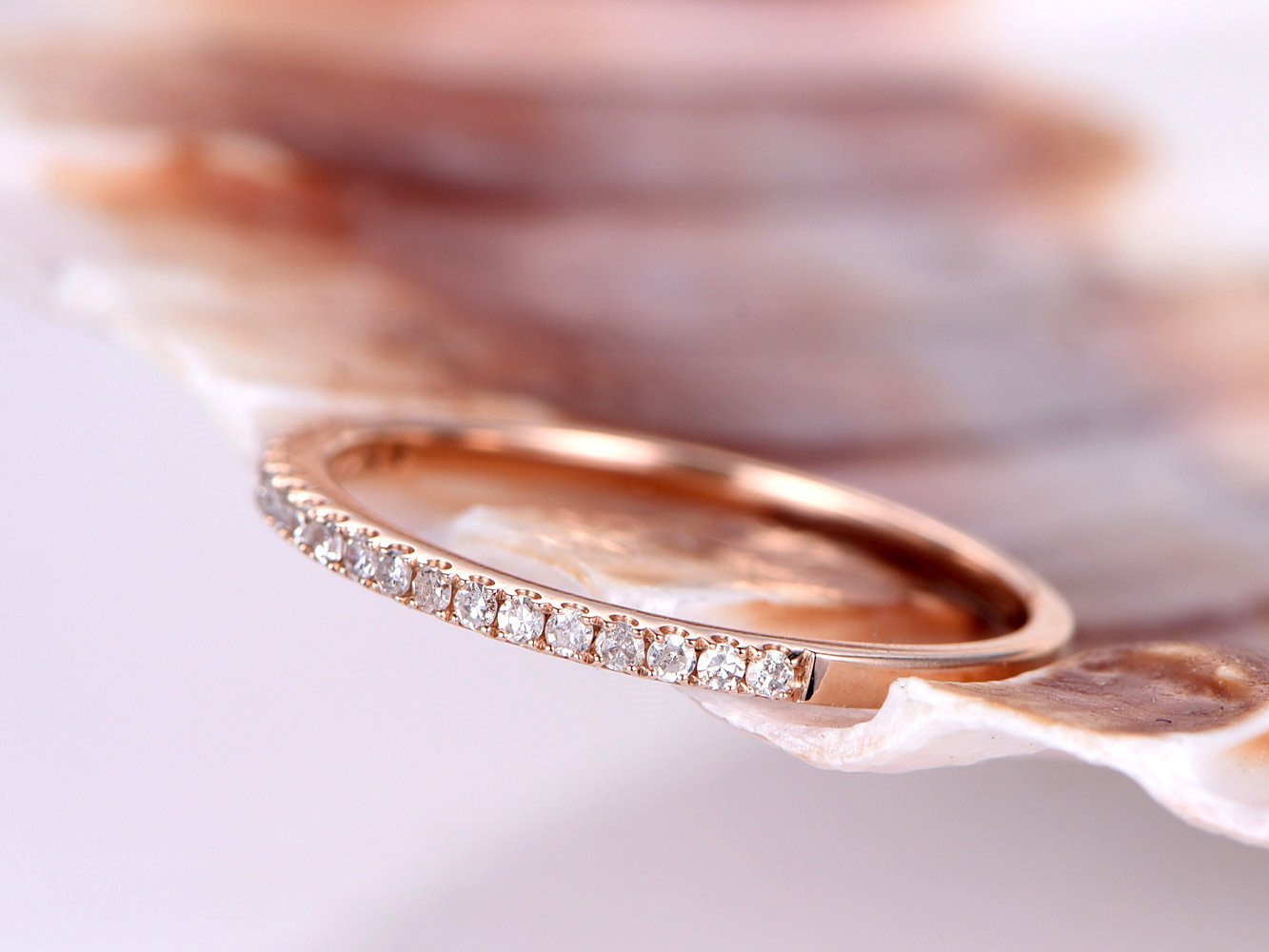 Triangle Morganite Engagement Ring Set,10mm Trillion Stone Halo Diamond 14k Rose Gold Rings Stacking Band
