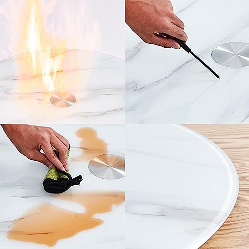 VERDDE 30in Round Lazy Susan Glass Turntable Marble Color Dining Table Serving Tray For Homes & Restaurants - Silent Smooth - Aluminum Alloy Bearing