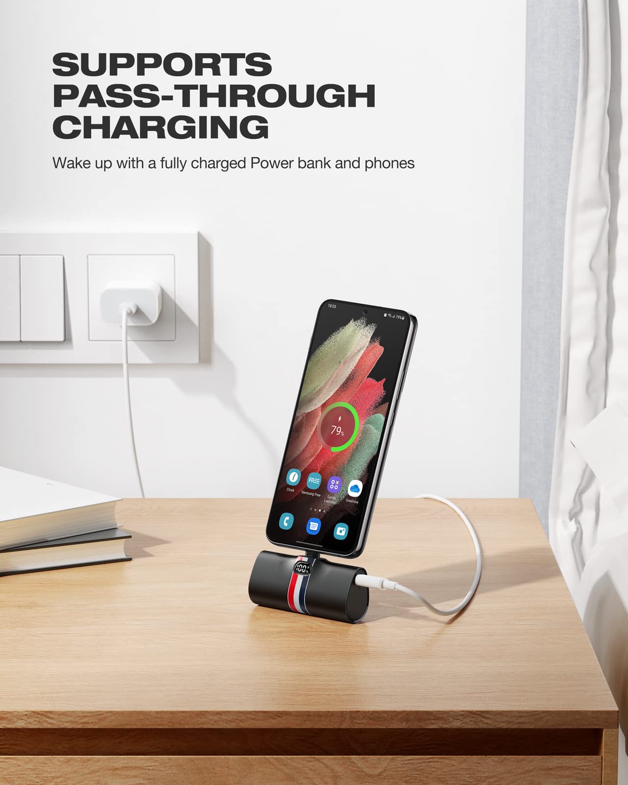 VIYISI Portable Charger USB C - 5000mAh 20W PD Fast Charging Battery Pack with Stand - LED Display Small Power Bank Compatible with iPhone 15 Pro Max Plus,Samsung Galaxy,Android Phones etc -Black