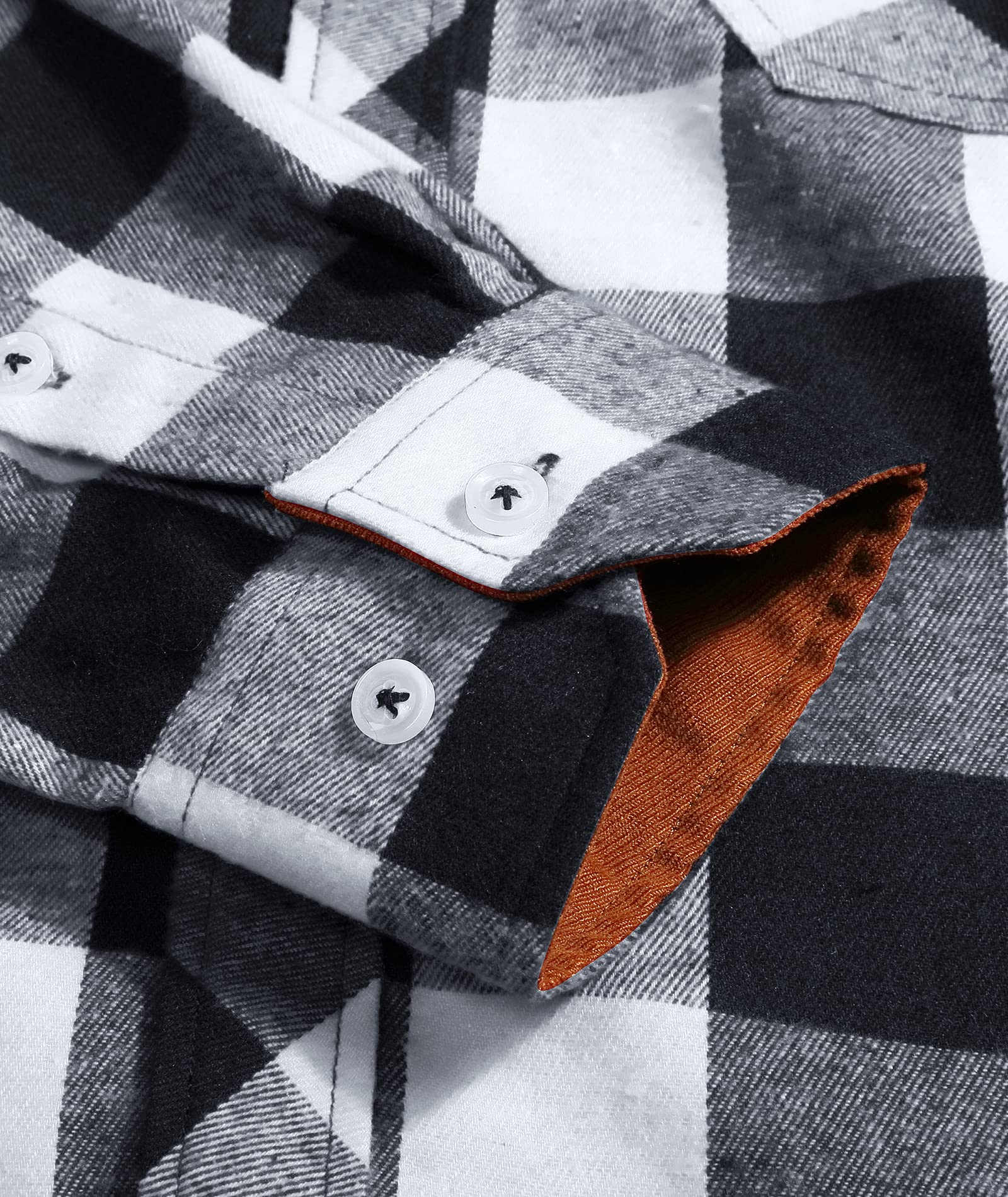 ZITY Flannel Plaid Shirt for Men Regular Fit Long Sleeve Casual Button Down Shirts White