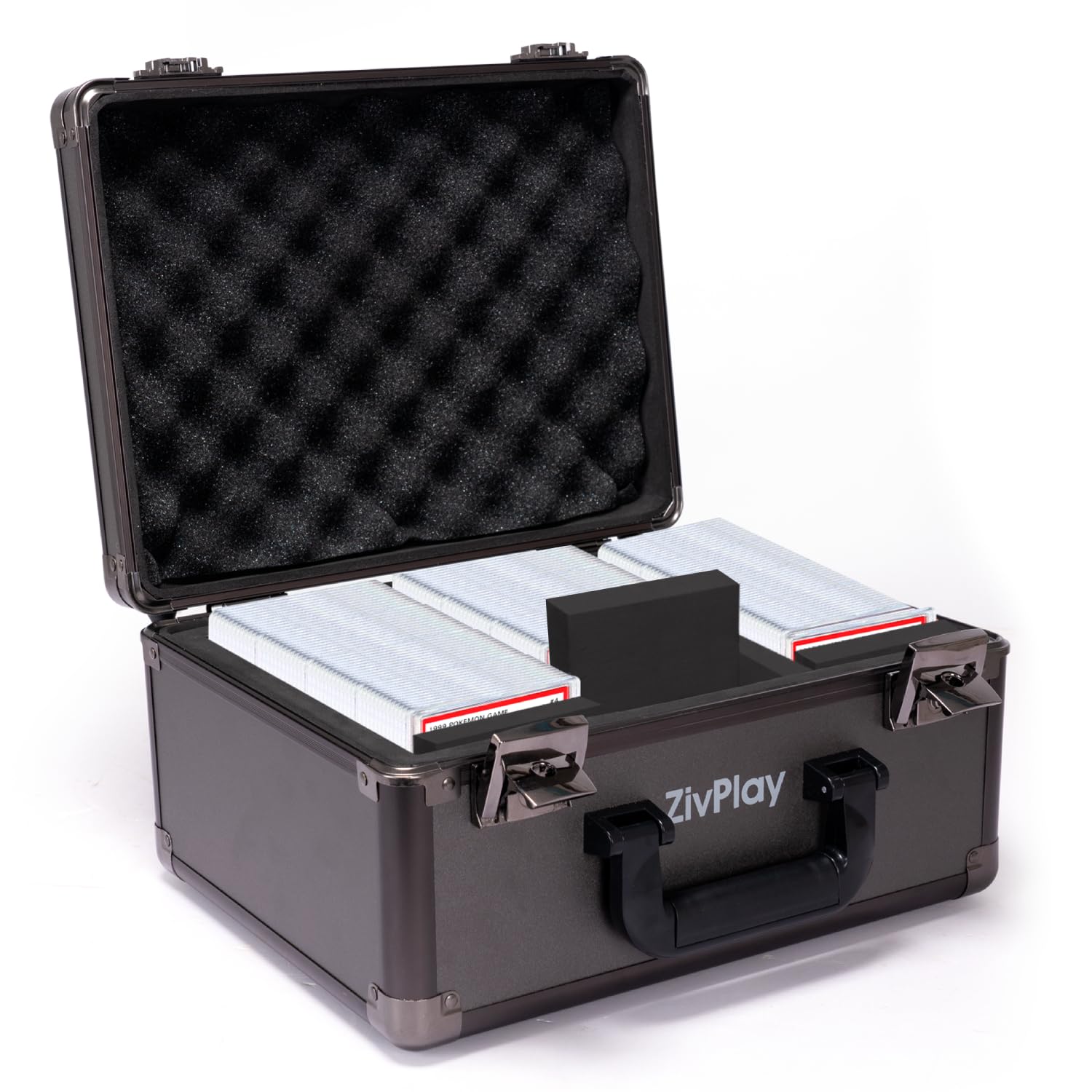 ZivPlay Graded Card Case 108 PSA Slab Capacity Graded Card Storage Box with Anti Theft Metal Locks Fits PSA BGS SGC HGA GMA CSG Trading Sports Cards Gunmetal Grey Color