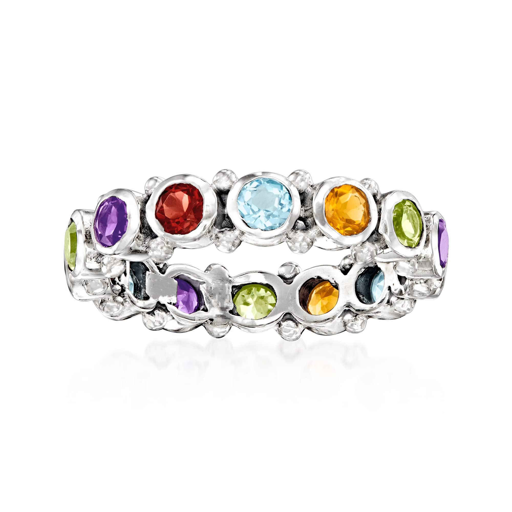 Ross-Simons 1.70 ct. t.w. Multi-Gemstone Eternity Band in Sterling Silver. Size 10