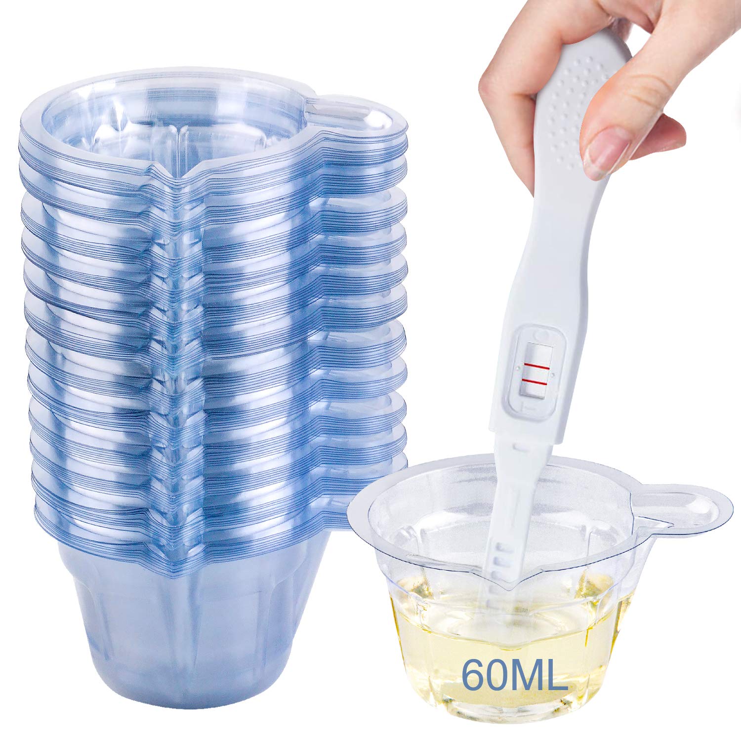 World Backyard Disposable Plastic Urine Collection Cups, 60ML 100 Pack Specimen Container for Pregnancy Confirm, Ovulation inspect, pH Test Etc. 2 OZ