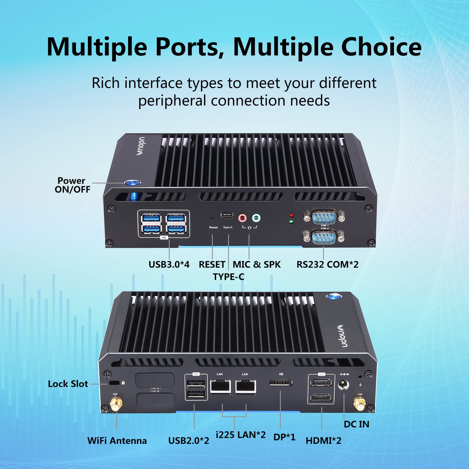 VNOPN Industrial Fanless Mini PC Intel J4125, Dual 2.5G NIC 8G DDR4 128G SSD Mini Desktop Computer, Desktop PC with Windows 11 Pro License,Support Triple Diaplay, DP 4K 60Hz, Dual Band WiFi BT4.2